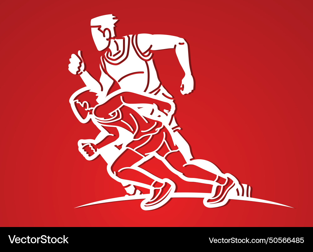 Men running mix action speed movement marathon Vector Image