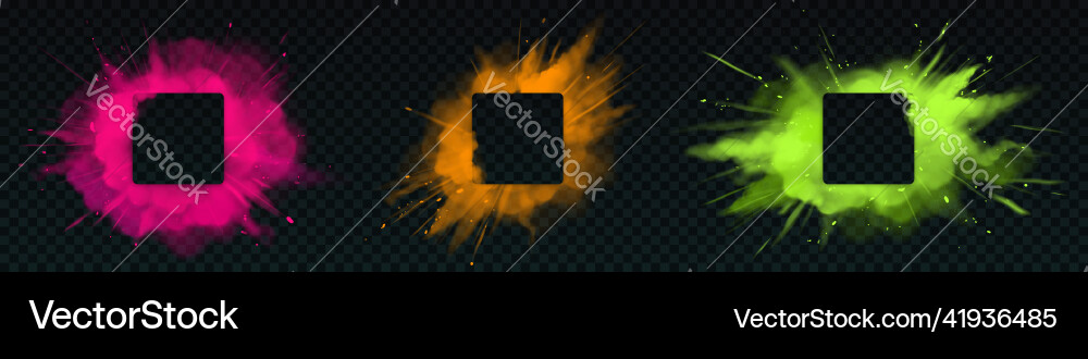 Paints explosion square frames powder clouds Vector Image