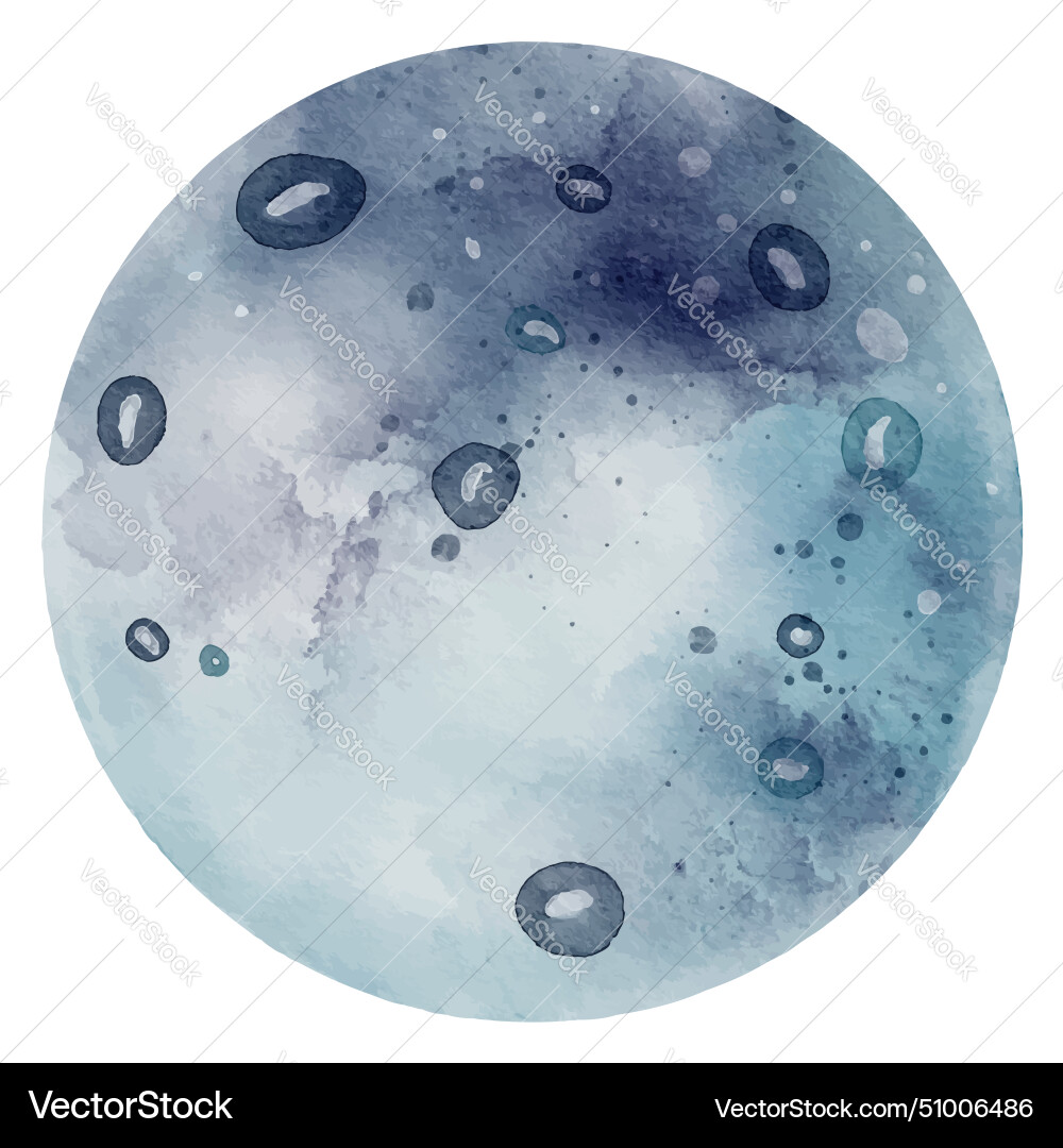 Blue planet watercolor hand drawn Royalty Free Vector Image