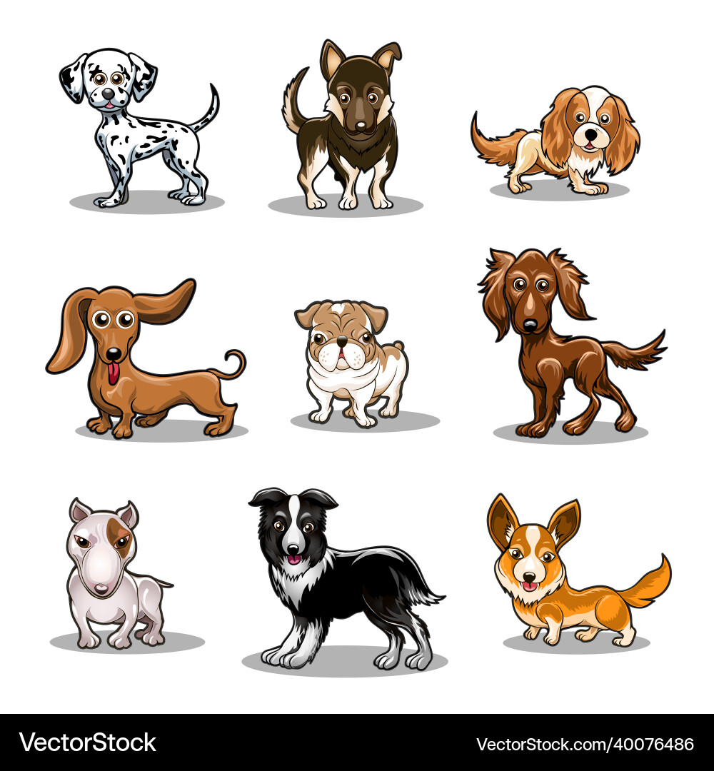 Cartoon dogs collection Royalty Free Vector Image