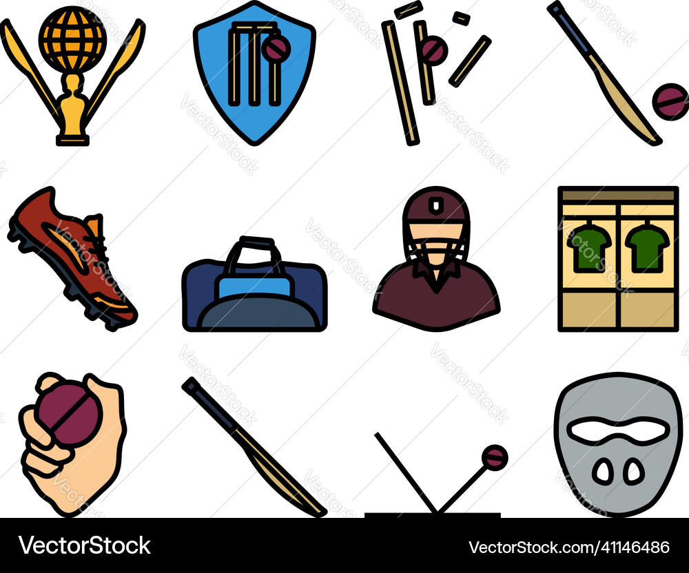 Cricket icon set Royalty Free Vector Image - VectorStock