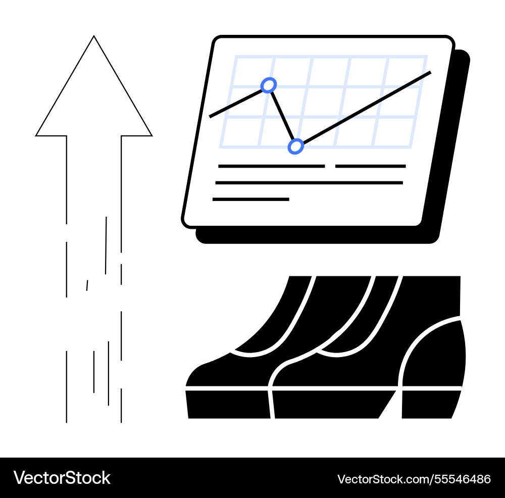 Growth and progress representation with data chart