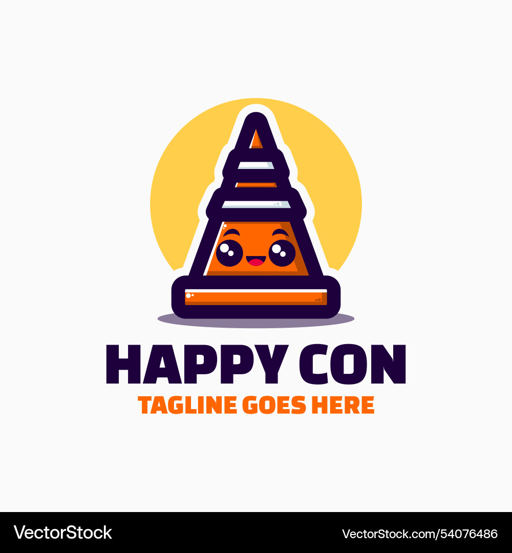 Logo happy con mascot cartoon style Royalty Free Vector