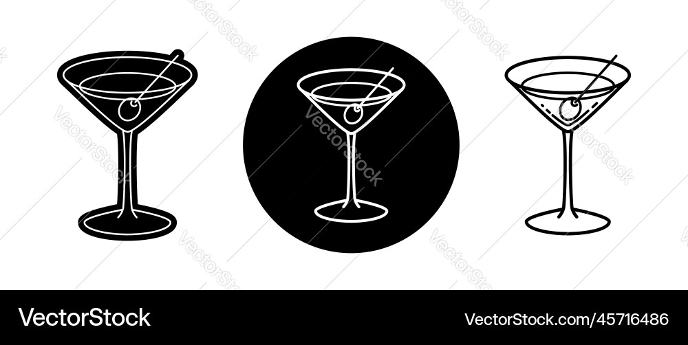 Martini icon glass logo design Royalty Free Vector Image