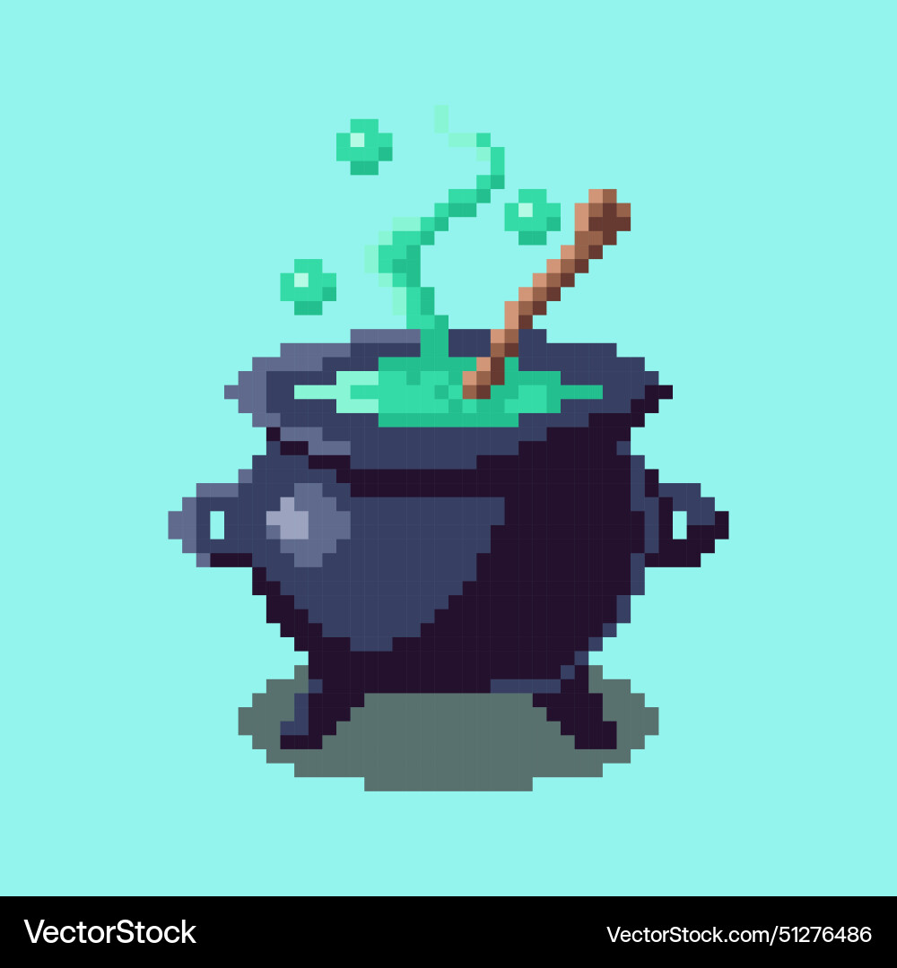 Pixel art magic cauldron halloween design Vector Image
