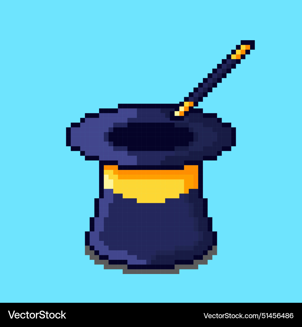 Pixel art style hat magician design Royalty Free Vector