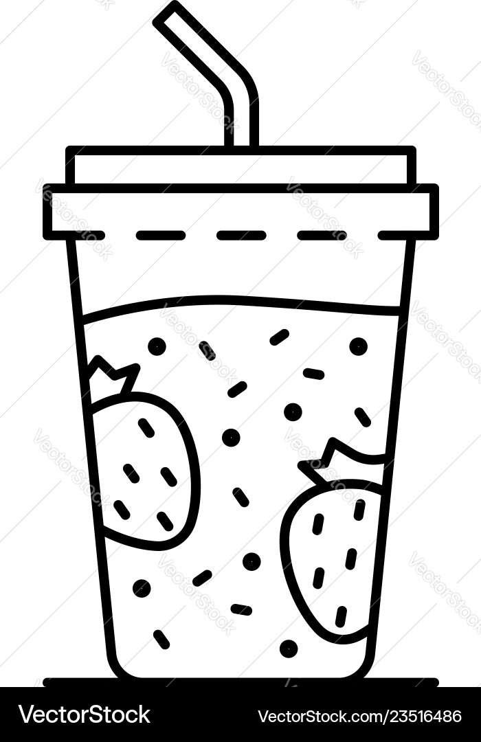 Plastic smoothie glass icon outline style Vector Image