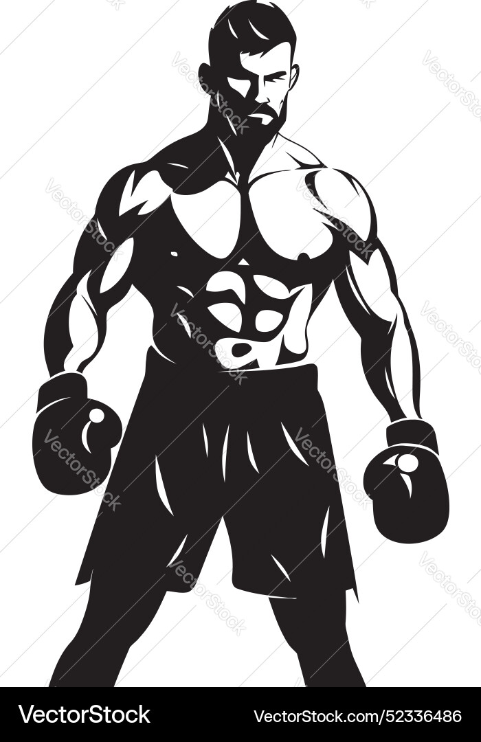 Power puncher cartoon boxer silhouette knockout Vector Image