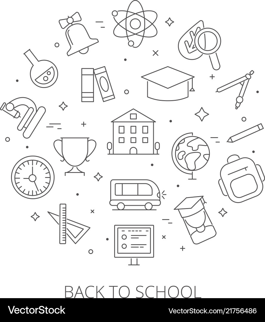 Round shape with school symbols Royalty Free Vector Image