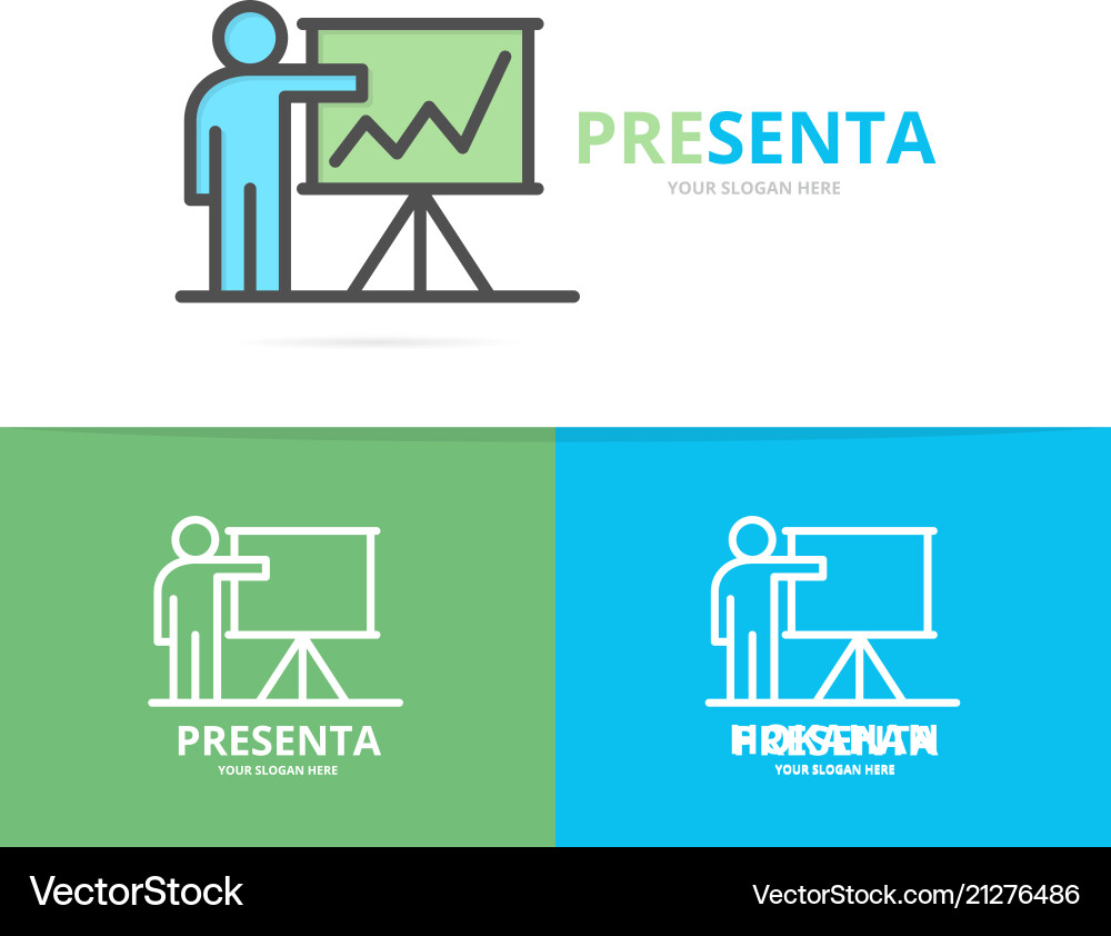 Simple teacher or man with presentation logo Vector Image