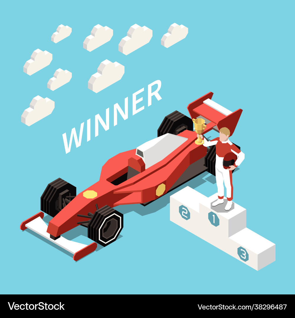 Car race winner composition Royalty Free Vector Image