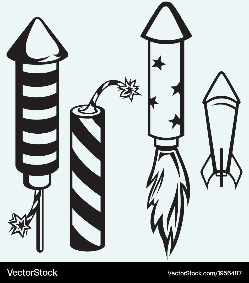 Colorful Rocket Fireworks Royalty Free Vector Image