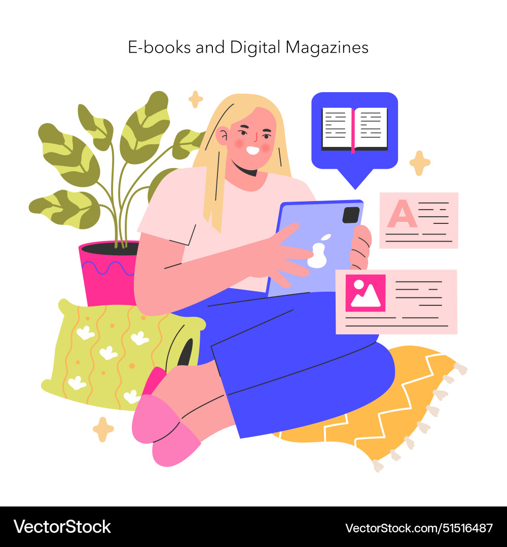 E-books and digital magazines concept a reader Vector Image