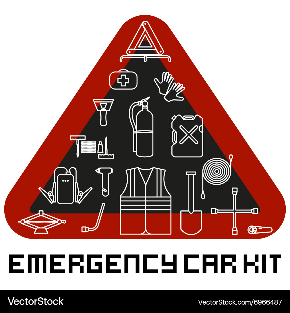 Emergency road kit items set car service Vector Image