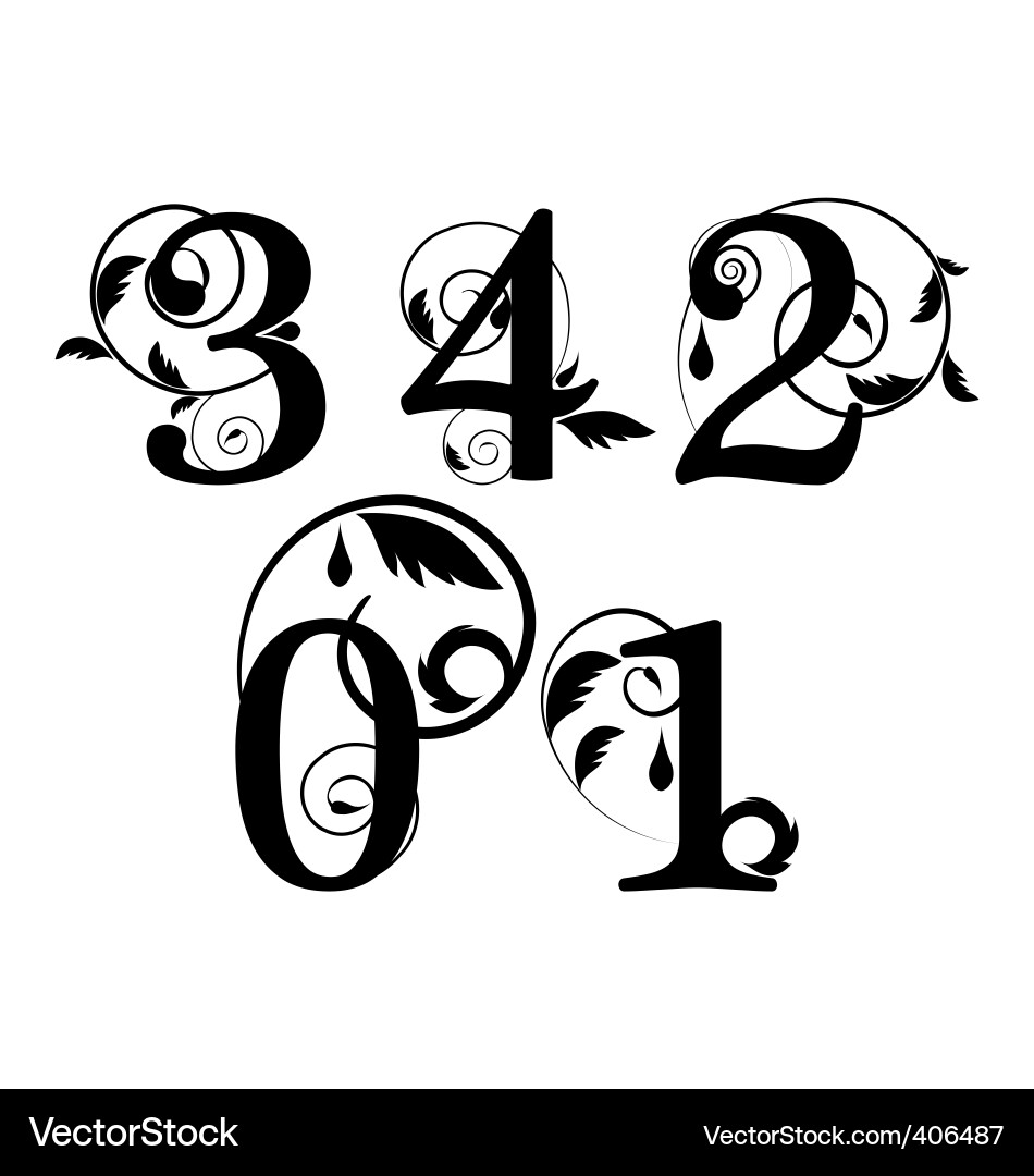 Floral Number Set Royalty Free Vector Image - VectorStock