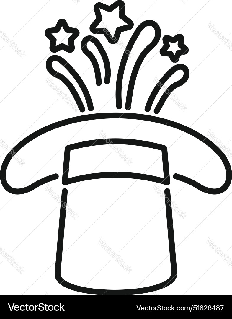 Magic hat showing stars appearing from a cylinder Vector Image