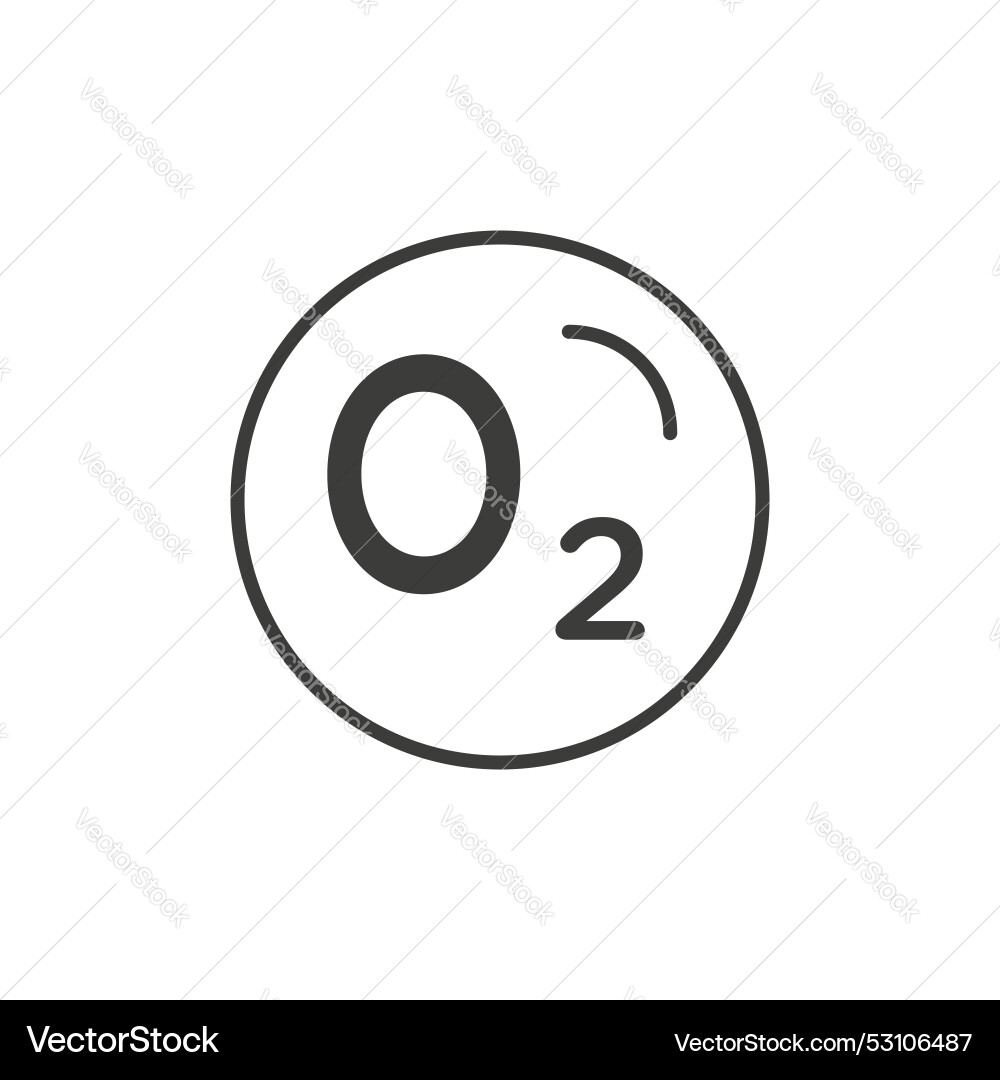 Oxygen o2 line icon isolated on white background Vector Image