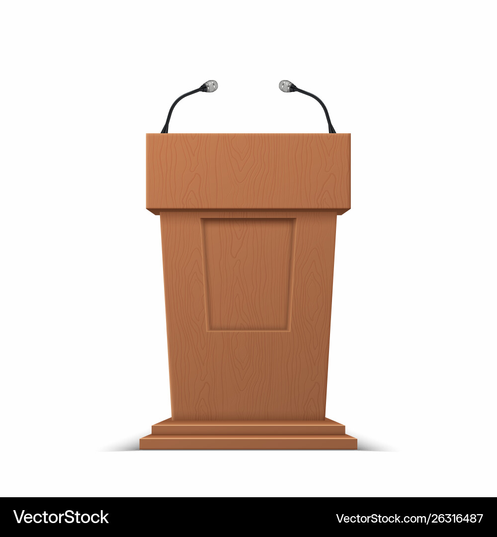 Realistic debate stage 3d conference speech Vector Image