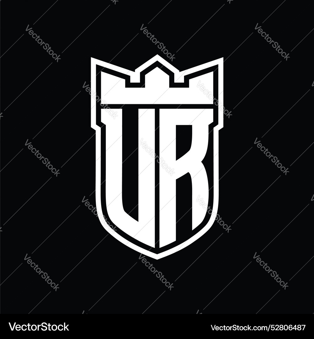 Ur logo shield shape with geometric crown inside Vector Image
