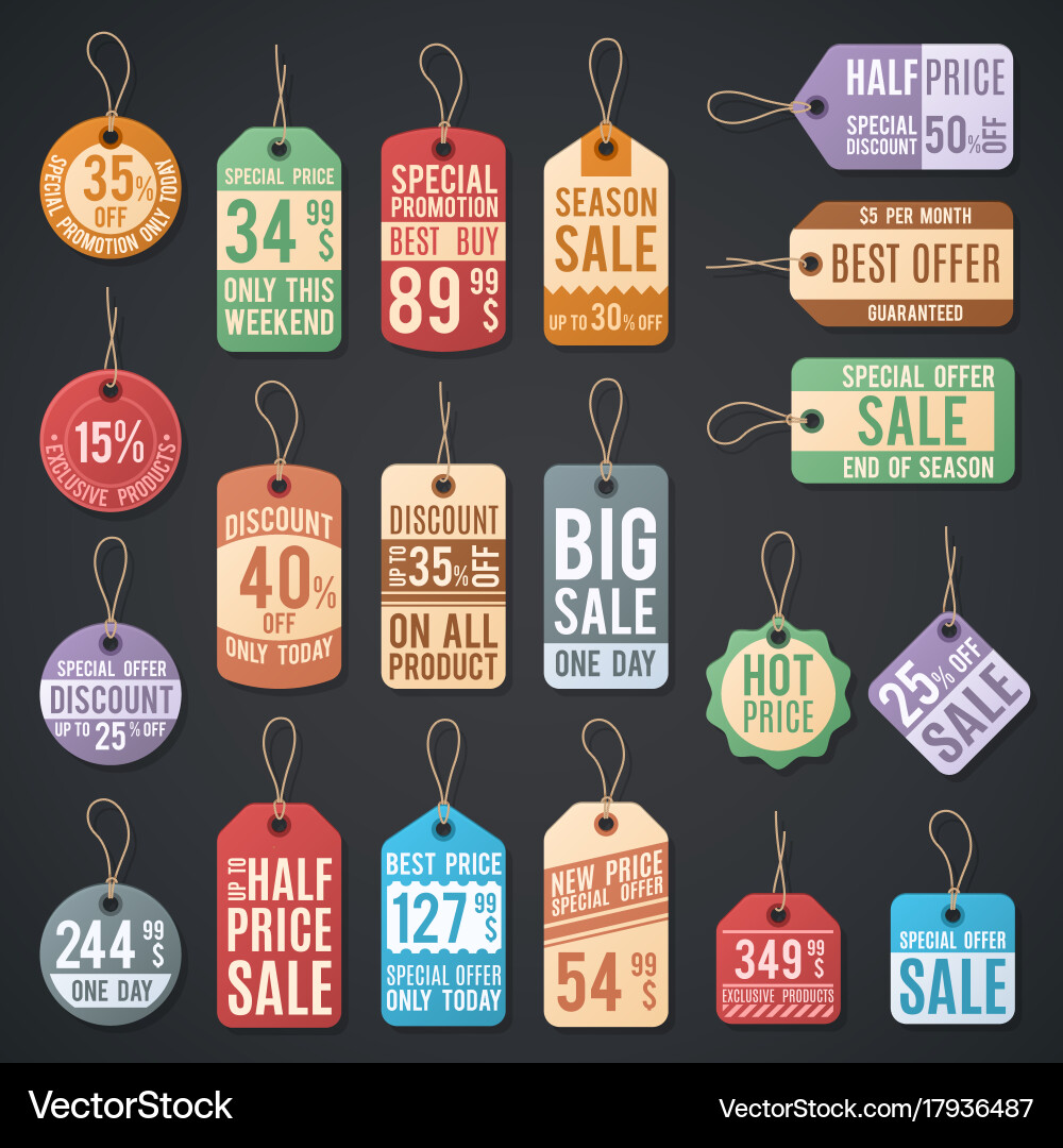 Vintage free price tag web collection Royalty Free Vector