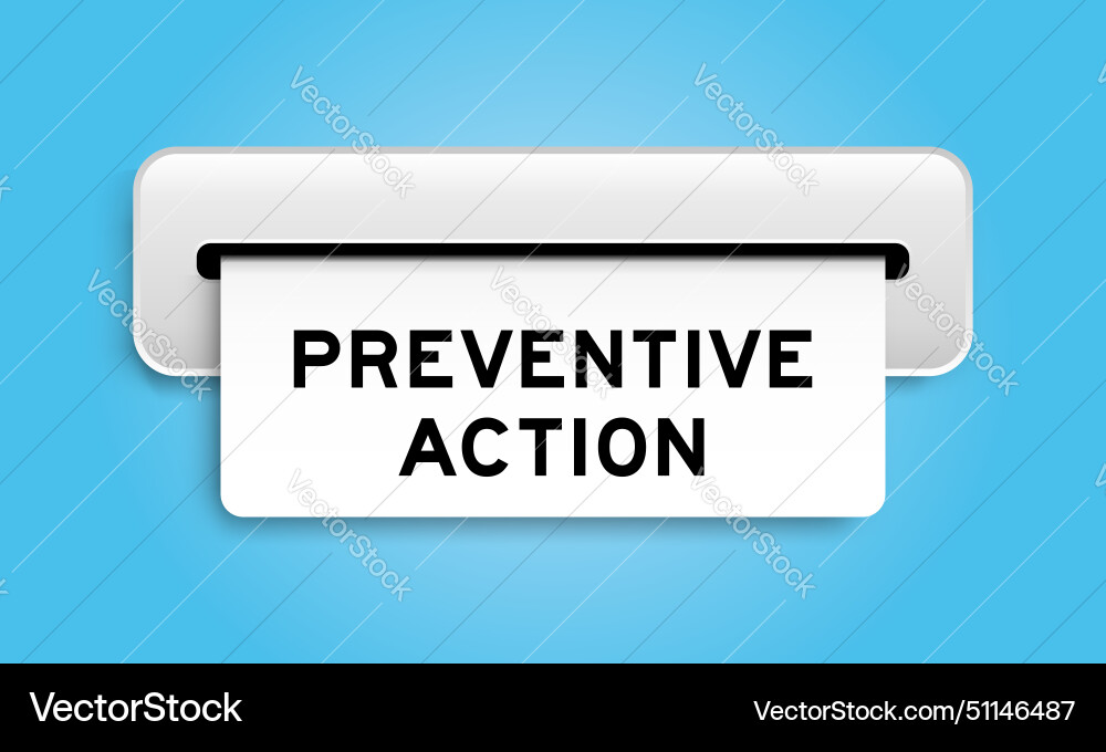 White coupon banner with word preventive action Vector Image