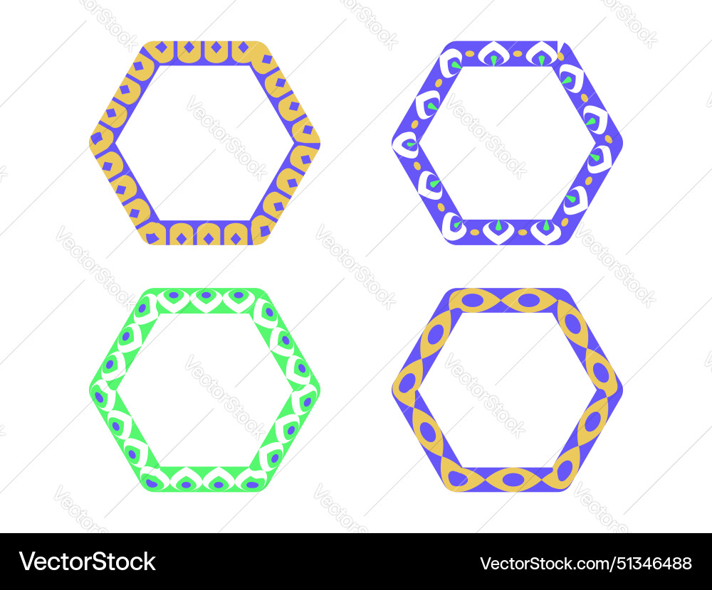 Abstract hexagon geometric frame borders Vector Image