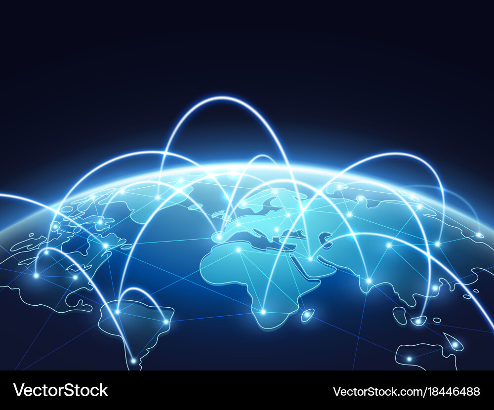 Abstract network concept with world globe Vector Image