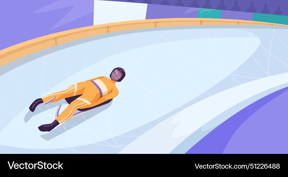 An athlete performing a luge track Royalty Free Vector Image