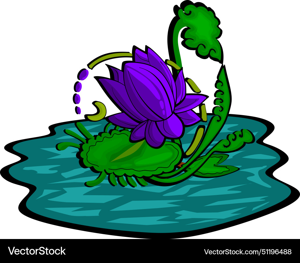 Blue water lily flower Royalty Free Vector Image