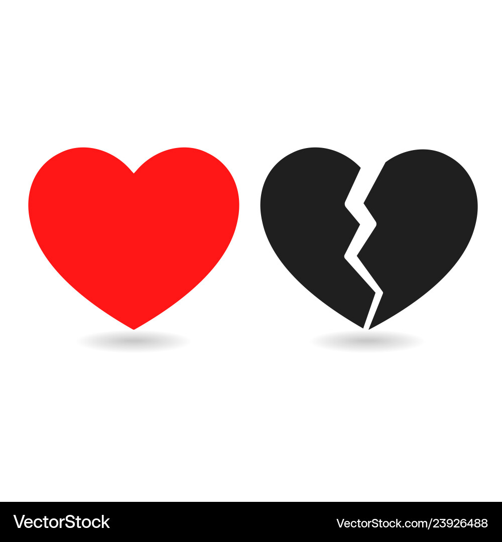 Broken Heart Icons - Red & Black Royalty Free Vector