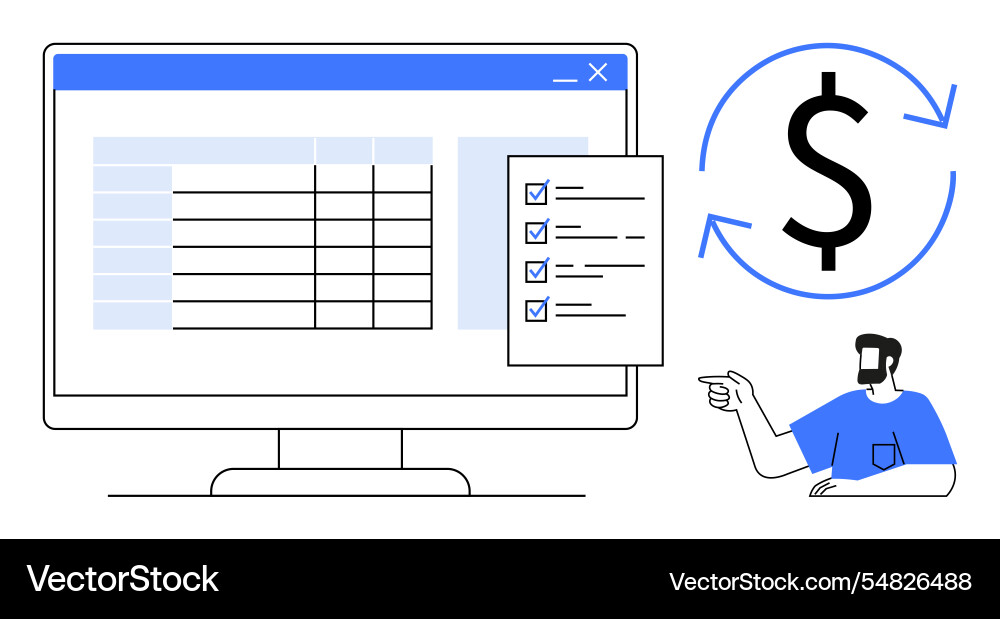 Financial management visualization with checklist Vector Image