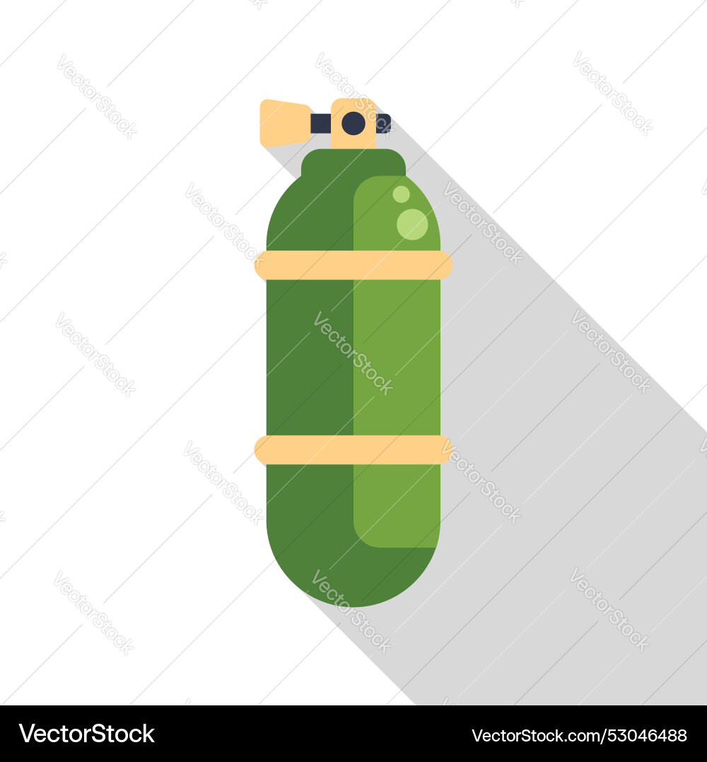 Green oxygen tank icon with long shadow showing Vector Image
