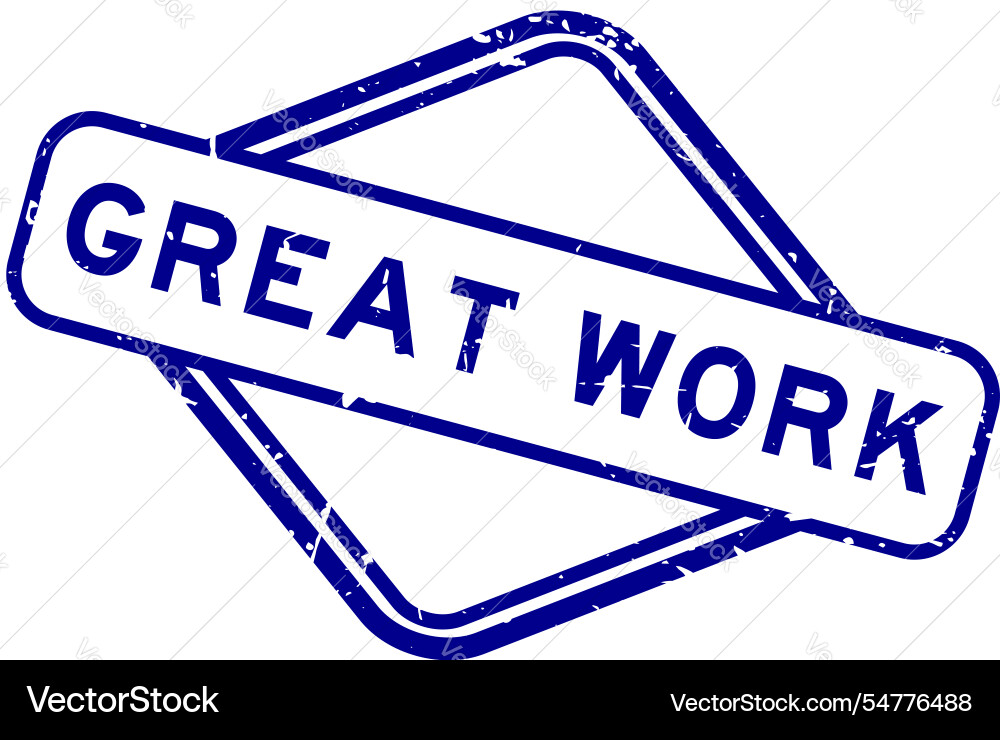 Grunge blue great work word rubber seal stamp Vector Image