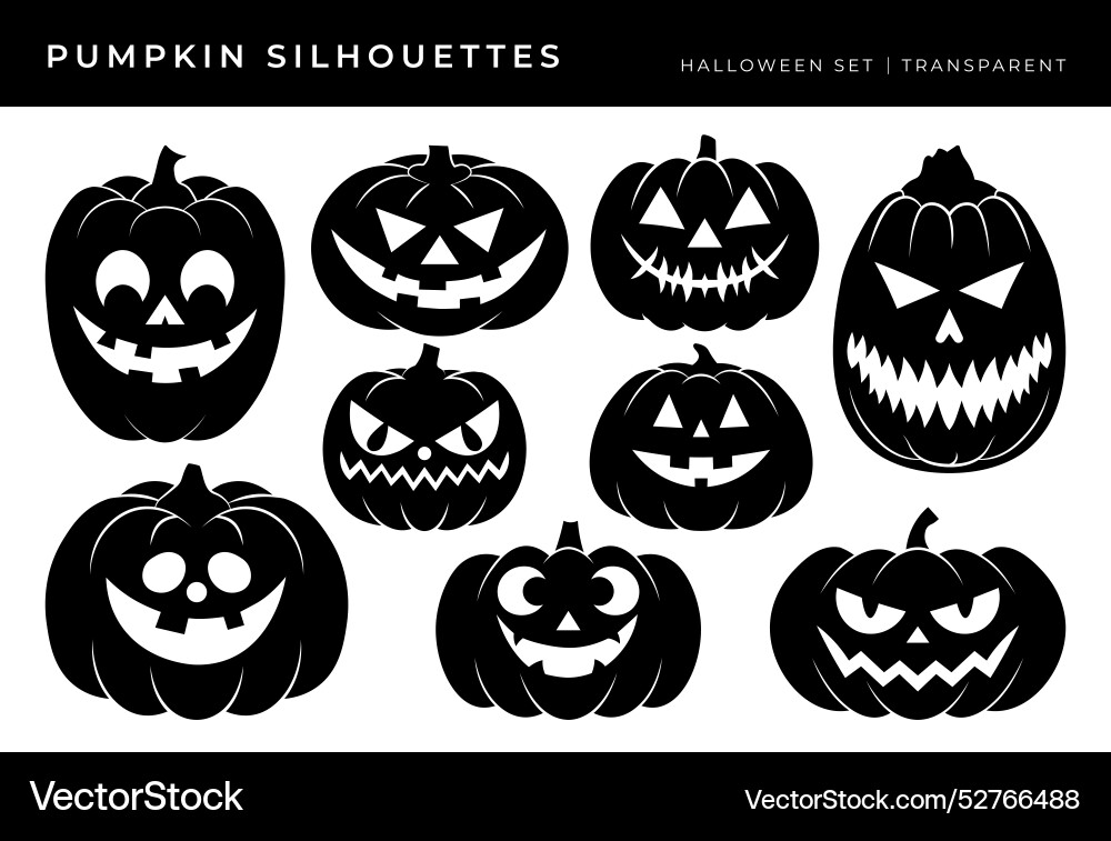 Halloween pumpkin silhouette set Royalty Free Vector Image