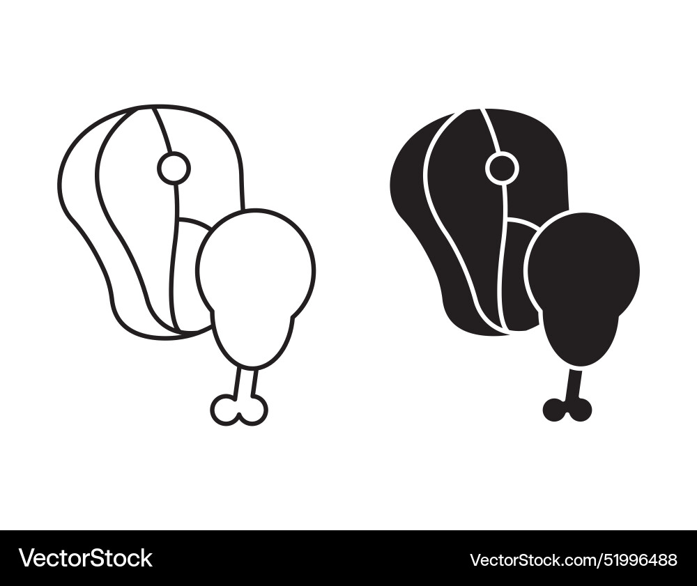 Meat outline icon collection or set thin Vector Image