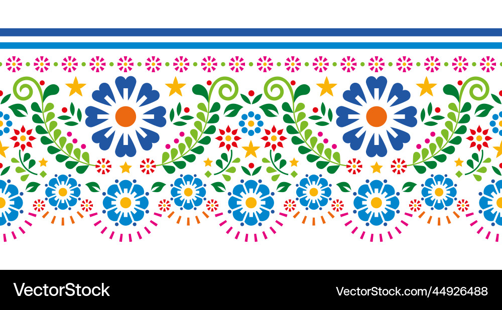 Mexican folk art seamless long pattern Royalty Free Vector