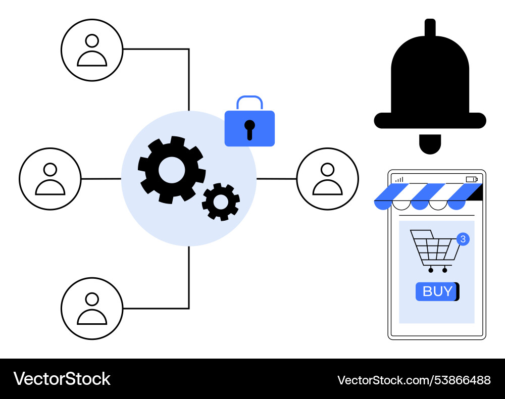 Online shopping system with user connections Vector Image