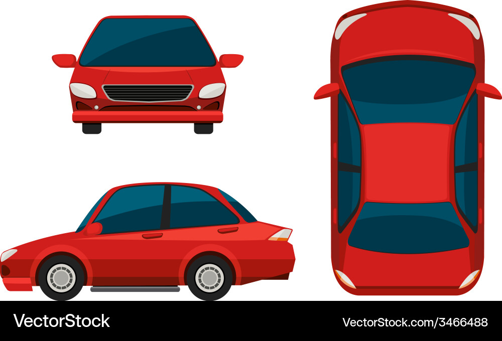 Red Car Top View Illustration Royalty Free Vector Image