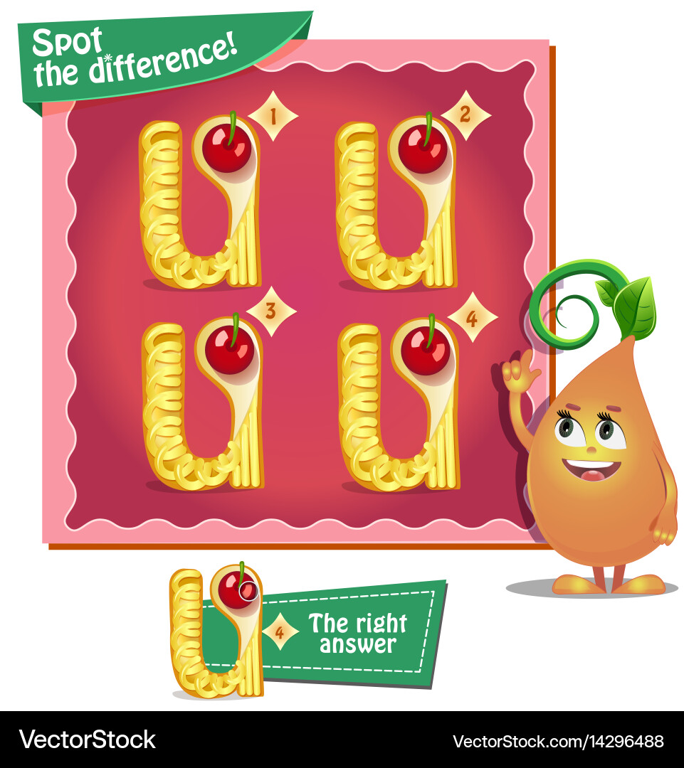 Spot the difference letters u Royalty Free Vector Image Spot the difference letters u Royalty Free Vector Image
