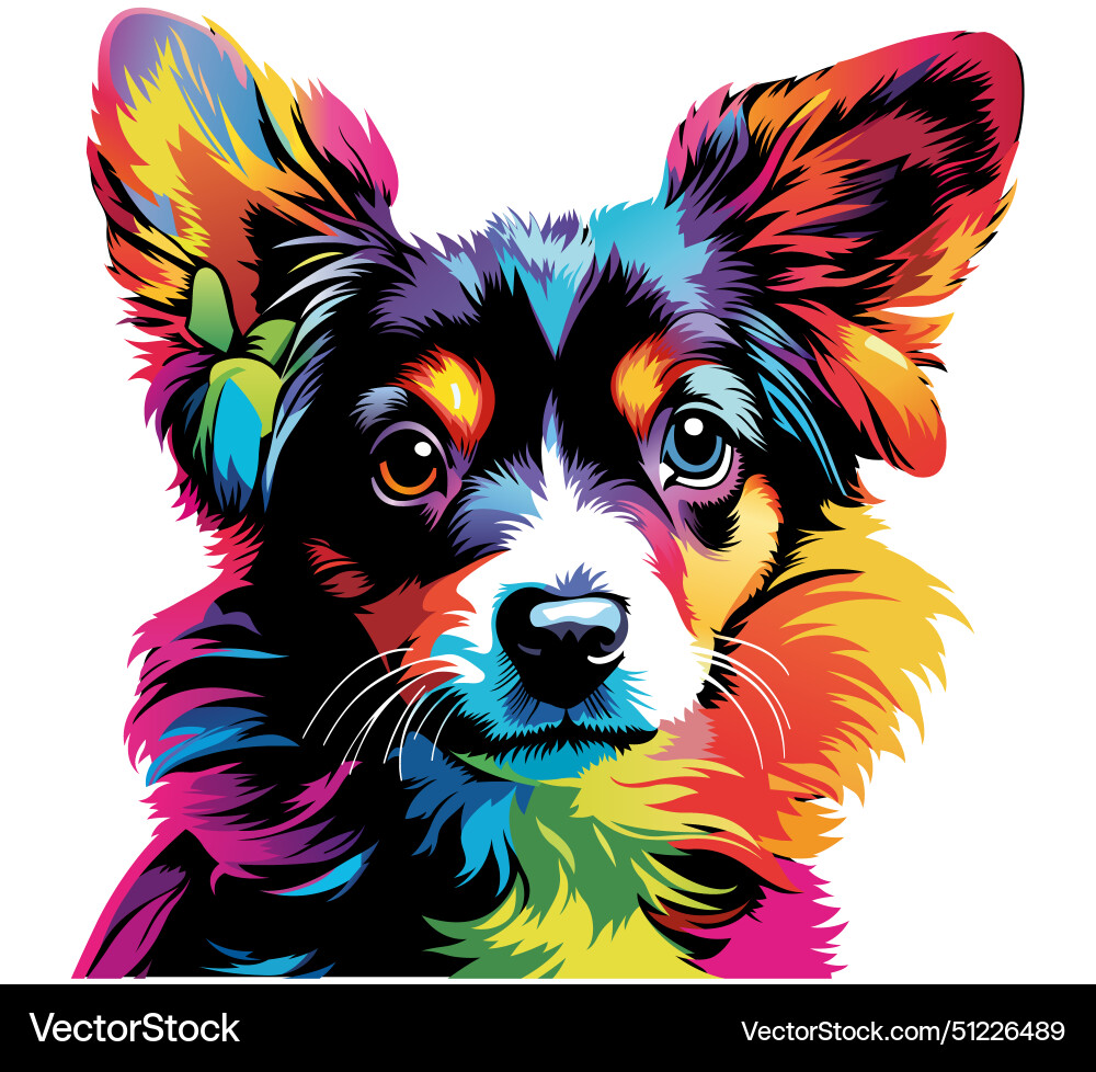 A colorful dog portrait Royalty Free Vector Image