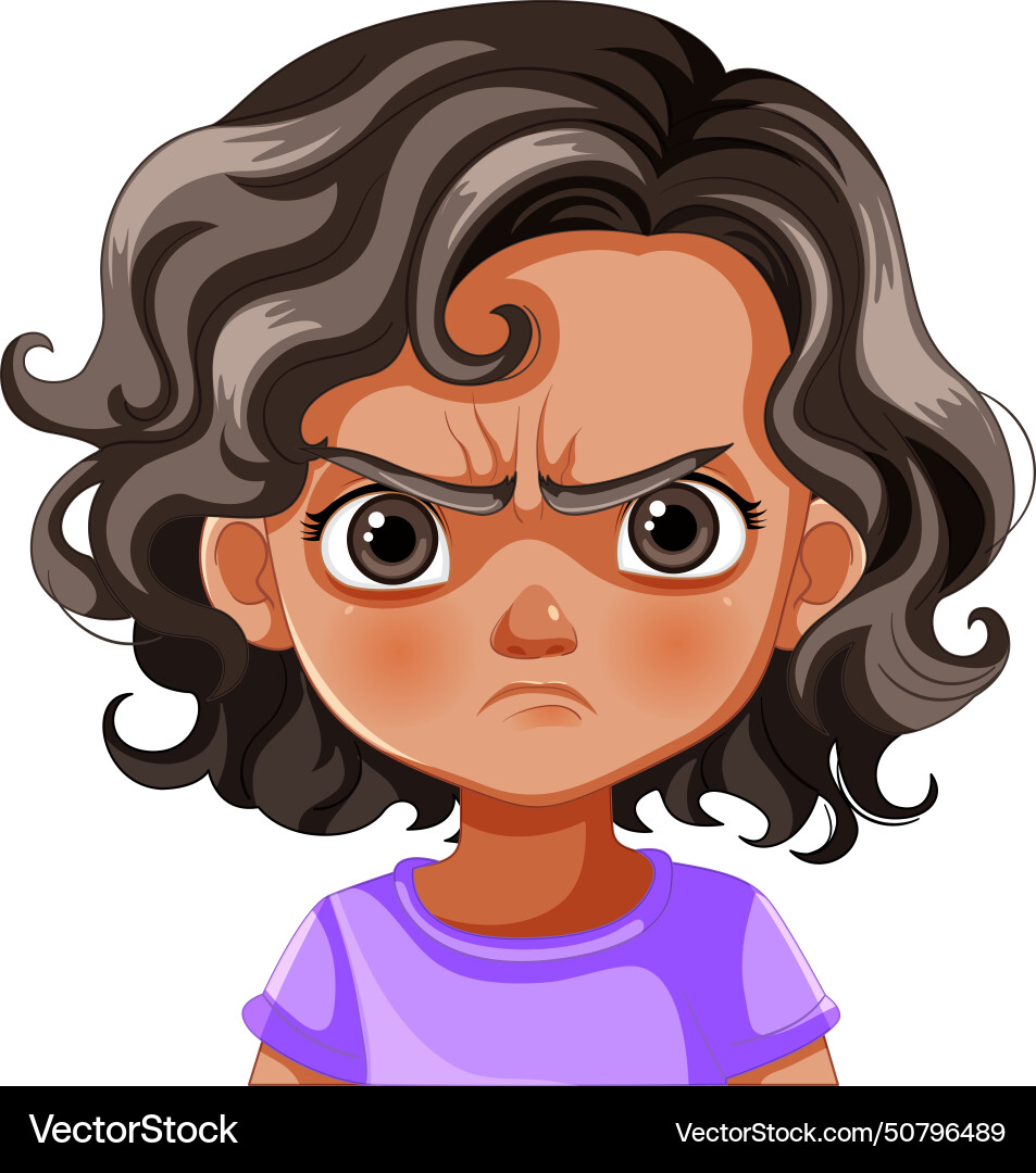 A girl with an annoyed expression – Royalty-Free Vector | VectorStock