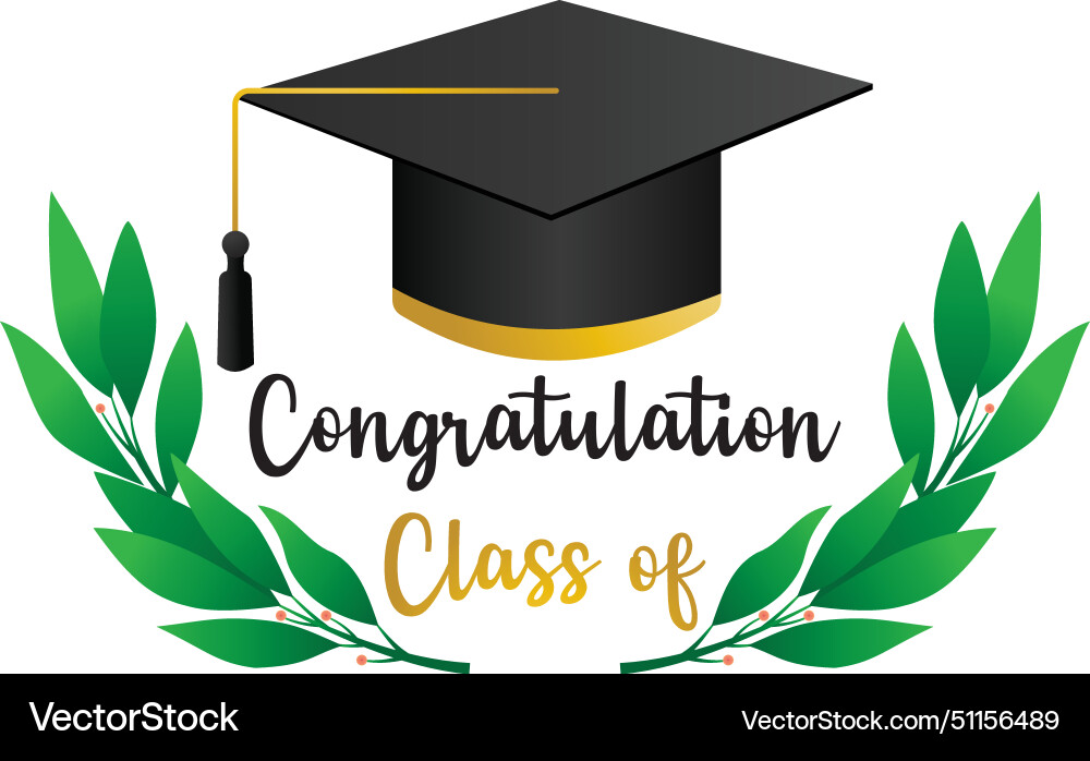 A graduation cap and diploma are displayed Vector Image