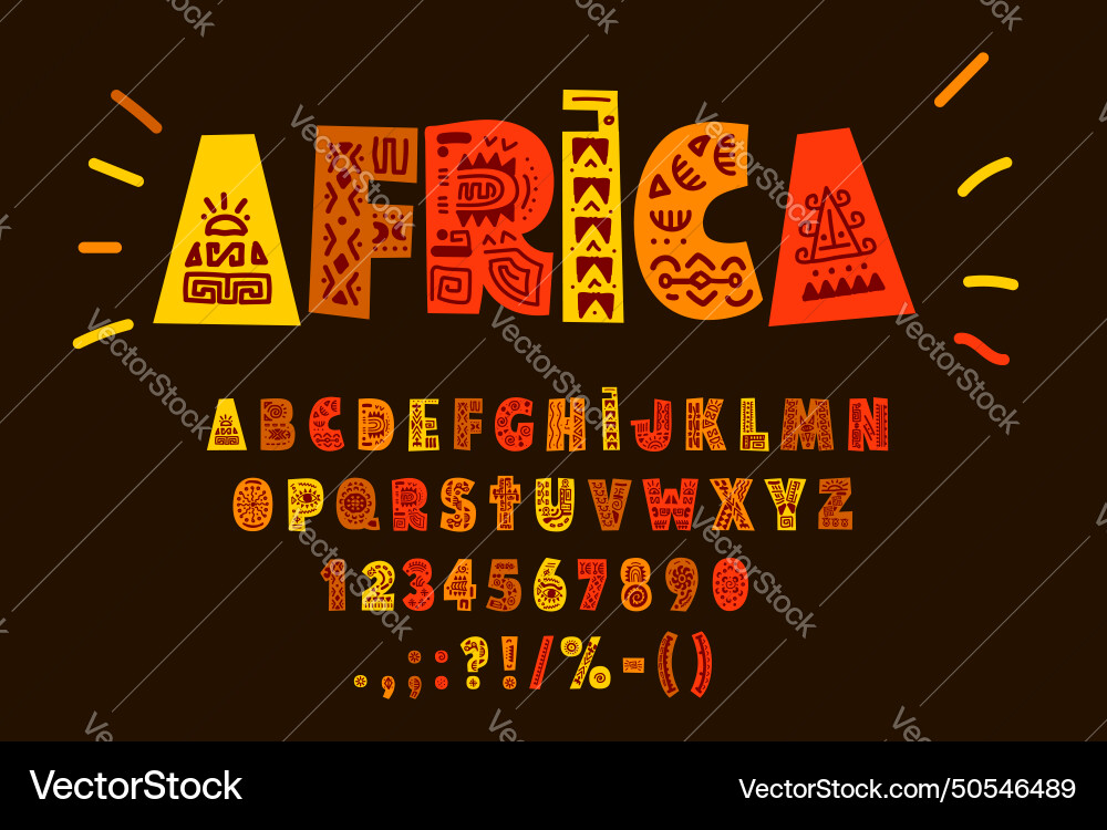 African font ethnic folk typeface or tribal type Vector Image