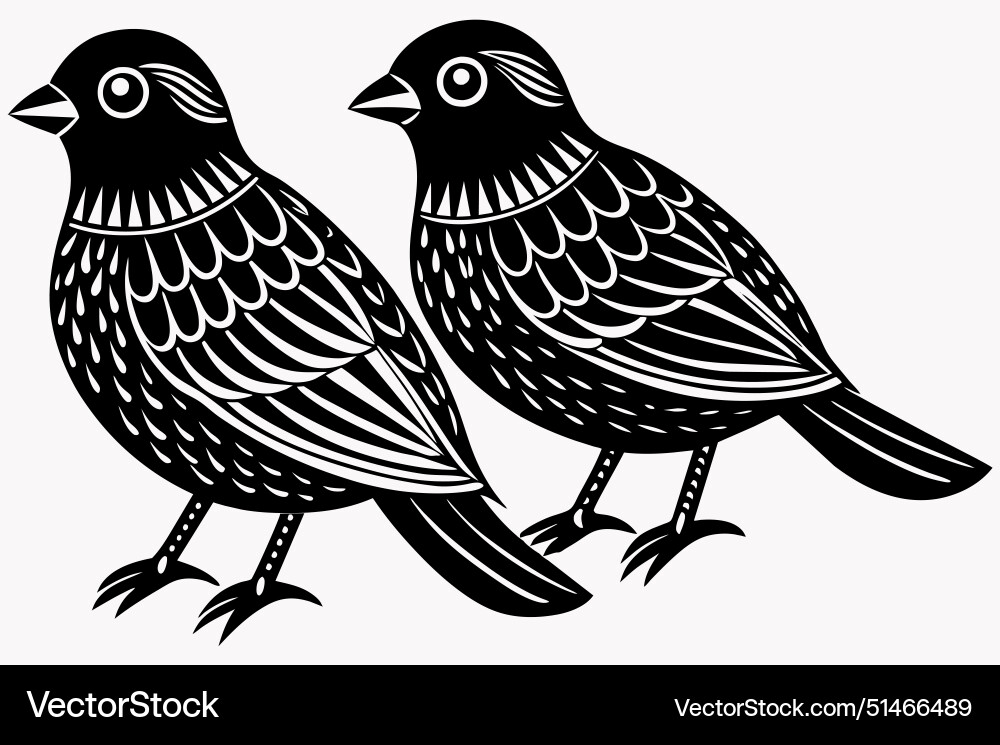 Birds set couple charming avian duos Royalty Free Vector
