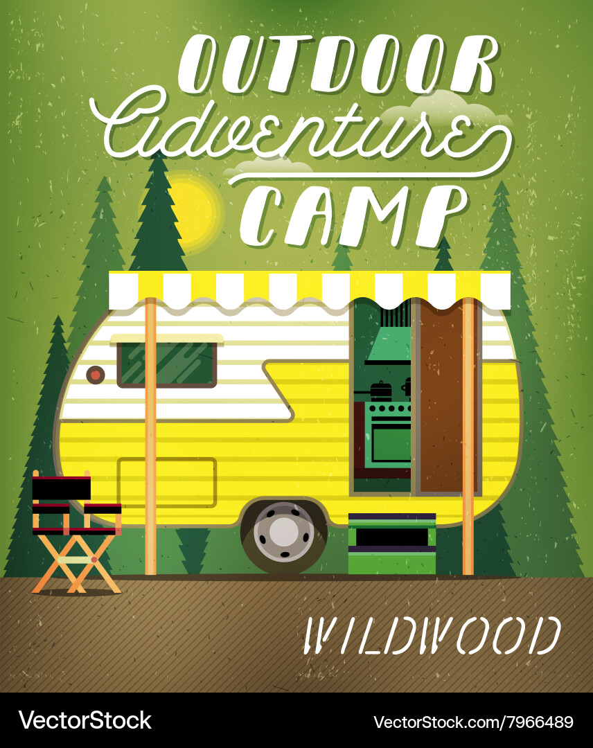 Camping trailer Royalty Free Vector Image - VectorStock
