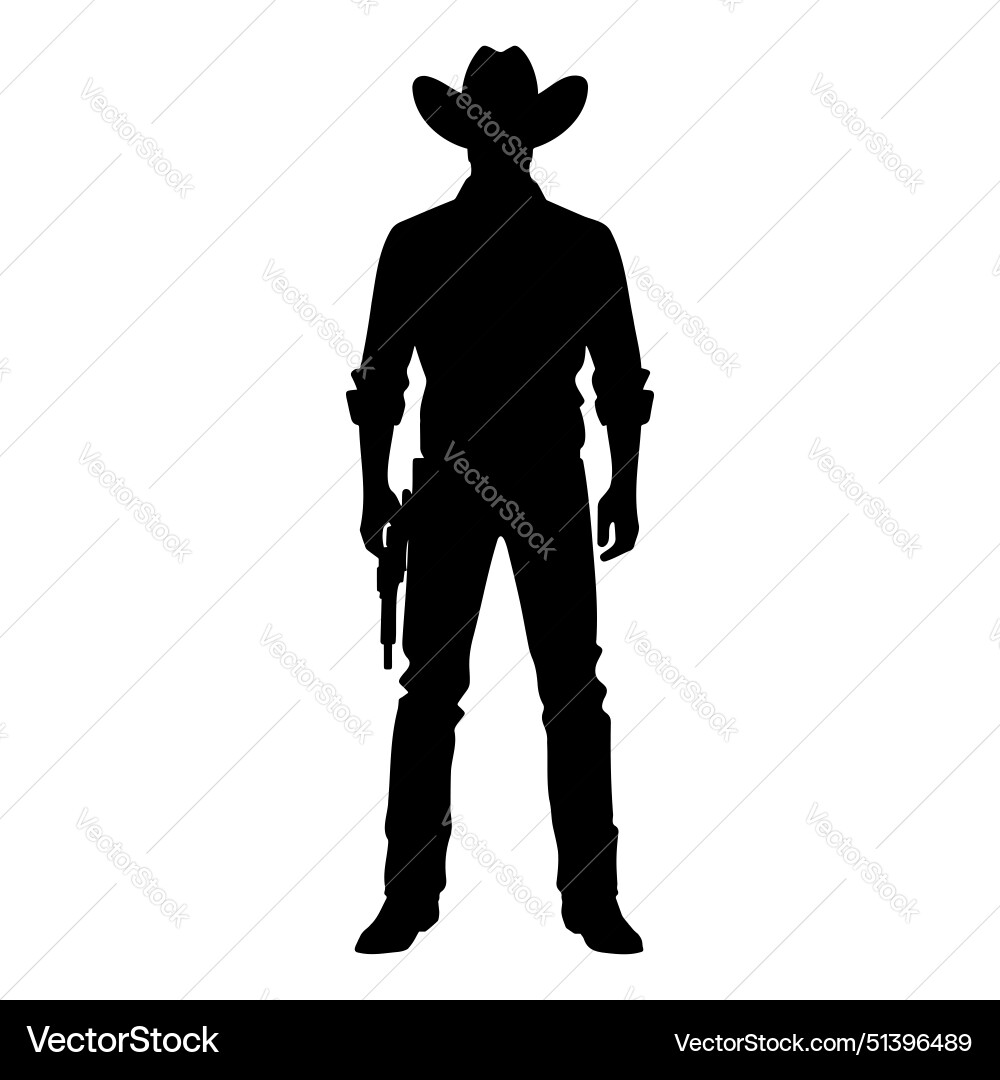 Cowboy with gun silhouette Royalty Free Vector Image