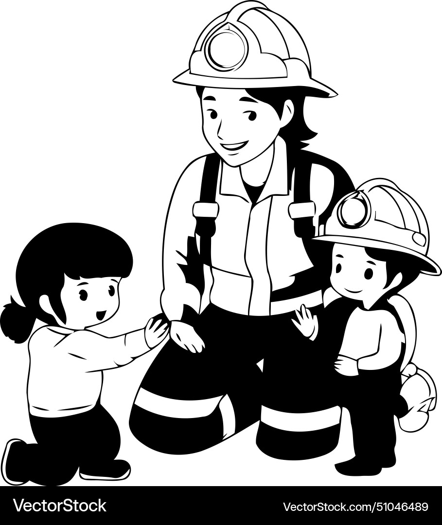 Firefighter team in uniform and helmet Royalty Free Vector