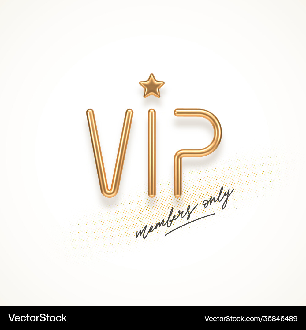 Golden Metal VIP Sign Royalty Free Vector Image
