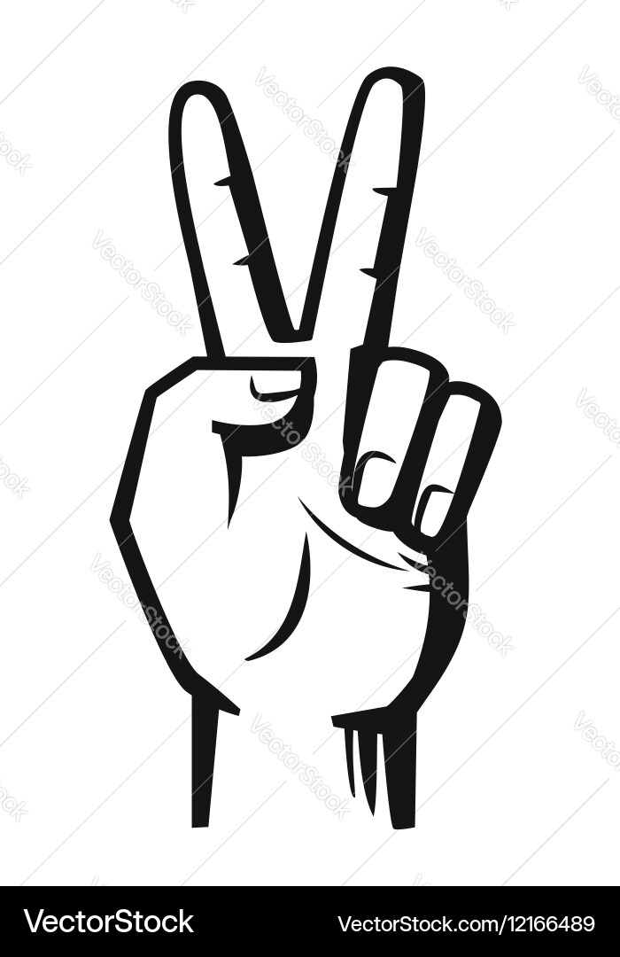 Hand sign victory Royalty Free Vector Image - VectorStock
