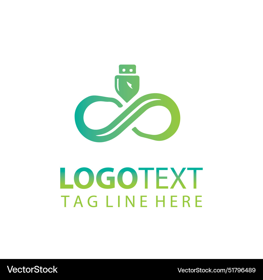 Infinity usb plug logo Royalty Free Vector Image